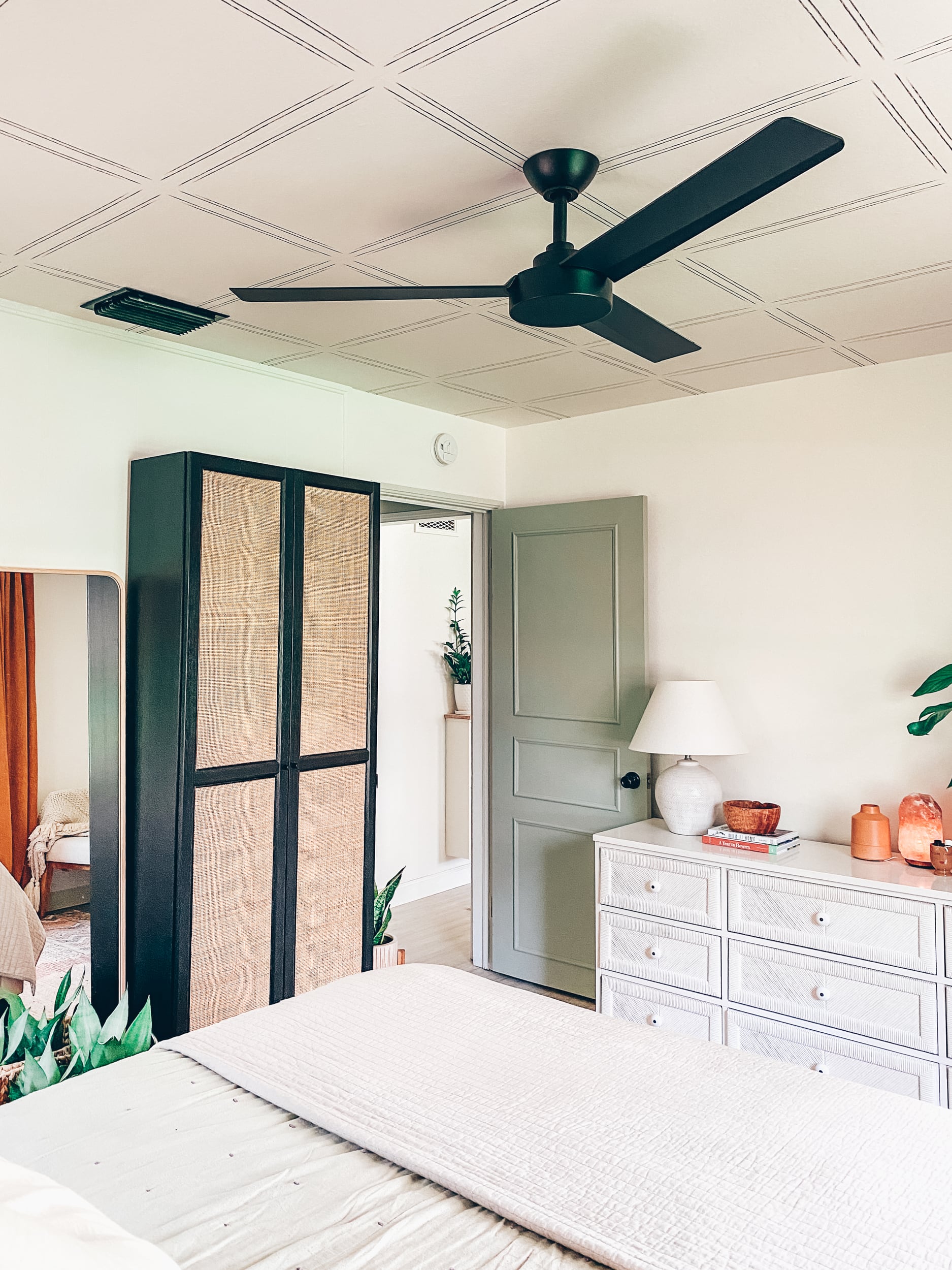 Modern Wallpaper Ceiling + Updated Fan - Blushing Bungalow | So Cute ...