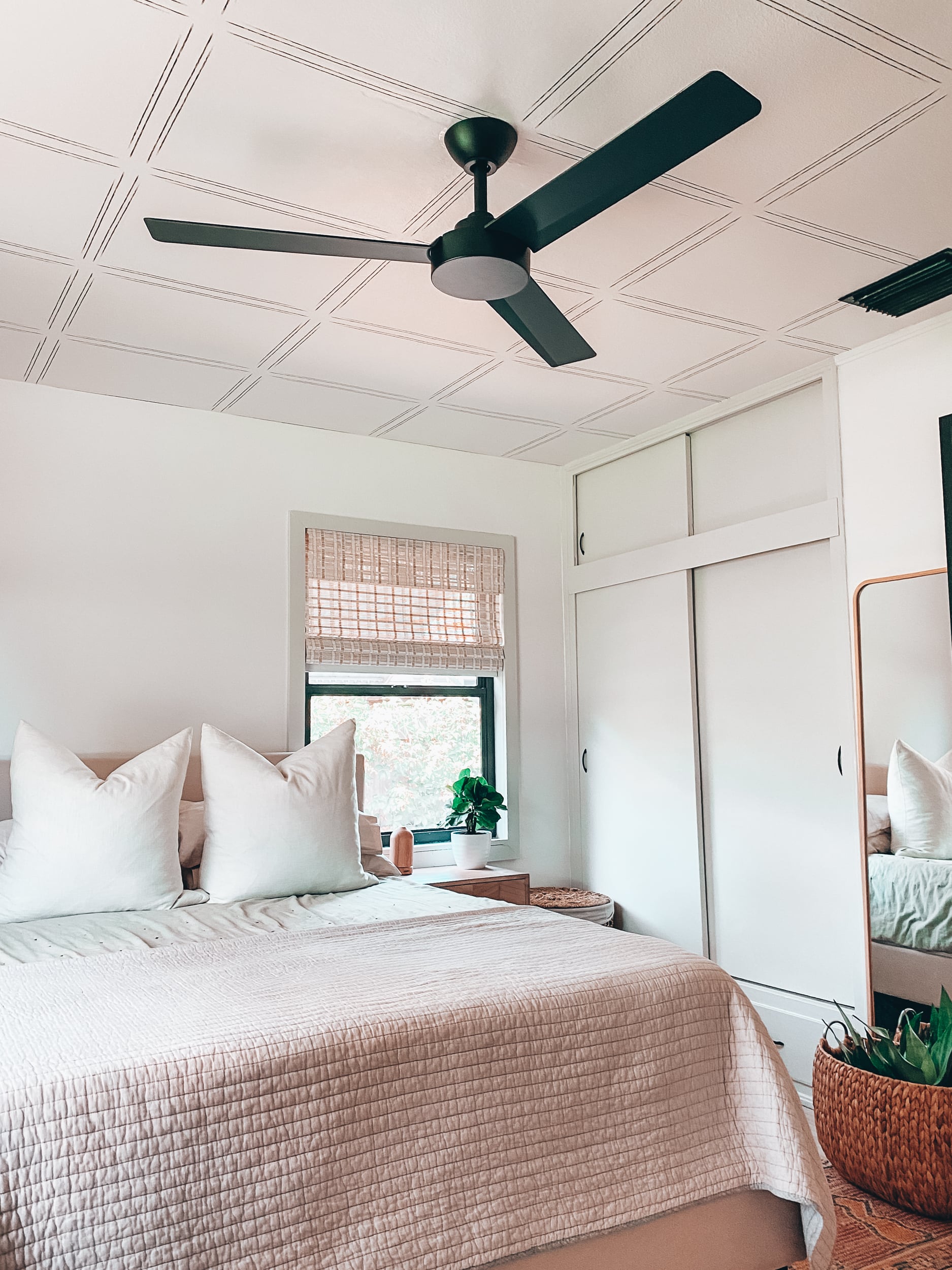 Modern Wallpaper Ceiling + Updated Fan - Blushing Bungalow | So Cute ...
