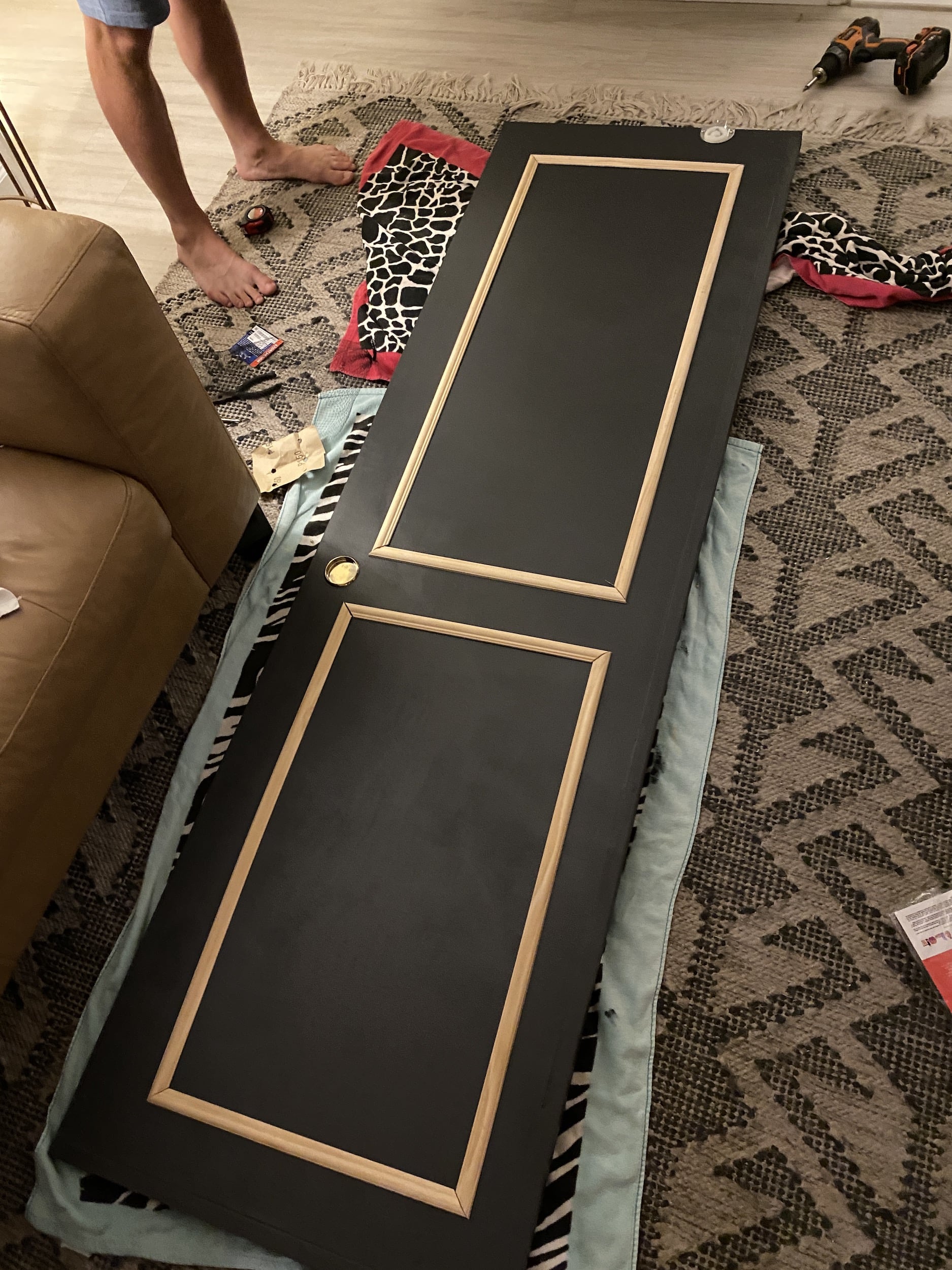 Sliding Custom Bathroom Door + Moulding - ORC Week 4 - Blushing ...