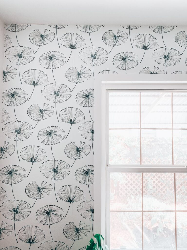 Kitchen Wallpaper + DIY Window Panes and Trim - Blushing Bungalow | So ...