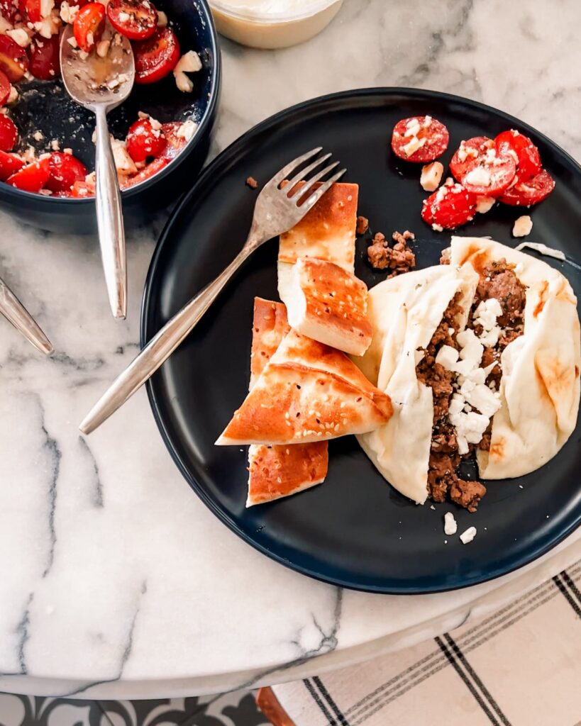 Greek Beef Pita Recipe in 15 Minutes - Blushing Bungalow