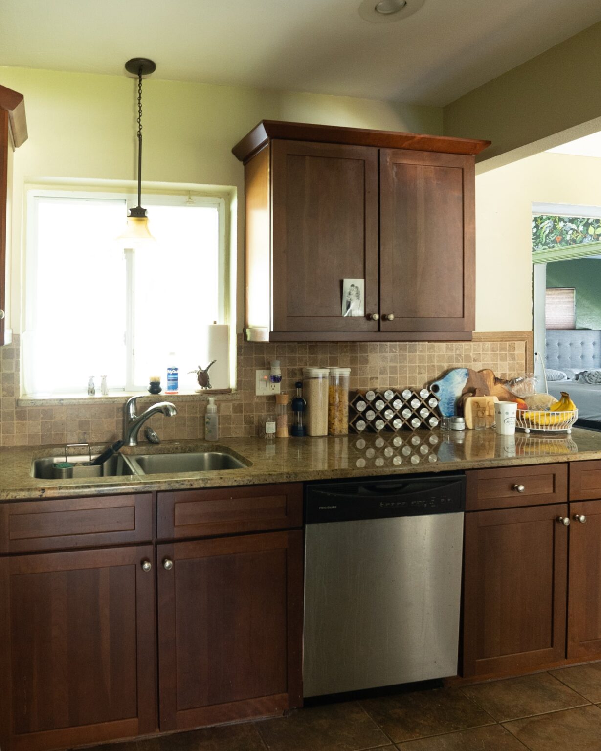 Modern Kitchen with Brown Granite Countertops - Blushing Bungalow | So ...
