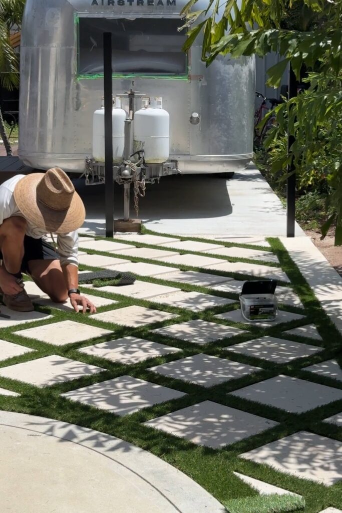 DIY Diamond Paver and Turf Walkway - Blushing Bungalow | So Cute You'll ...